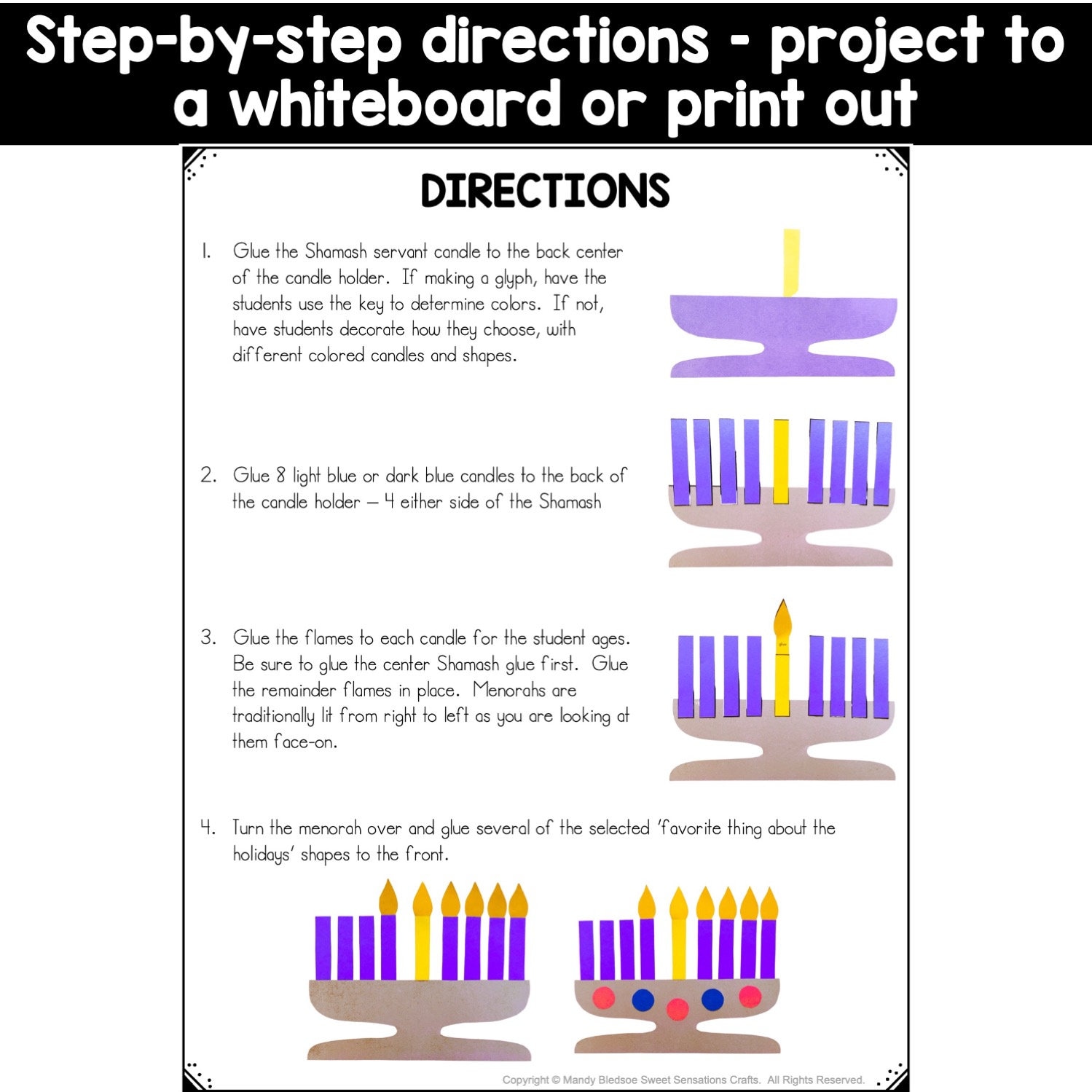 Hanukkah Menorah Craft Printable Template - Etsy