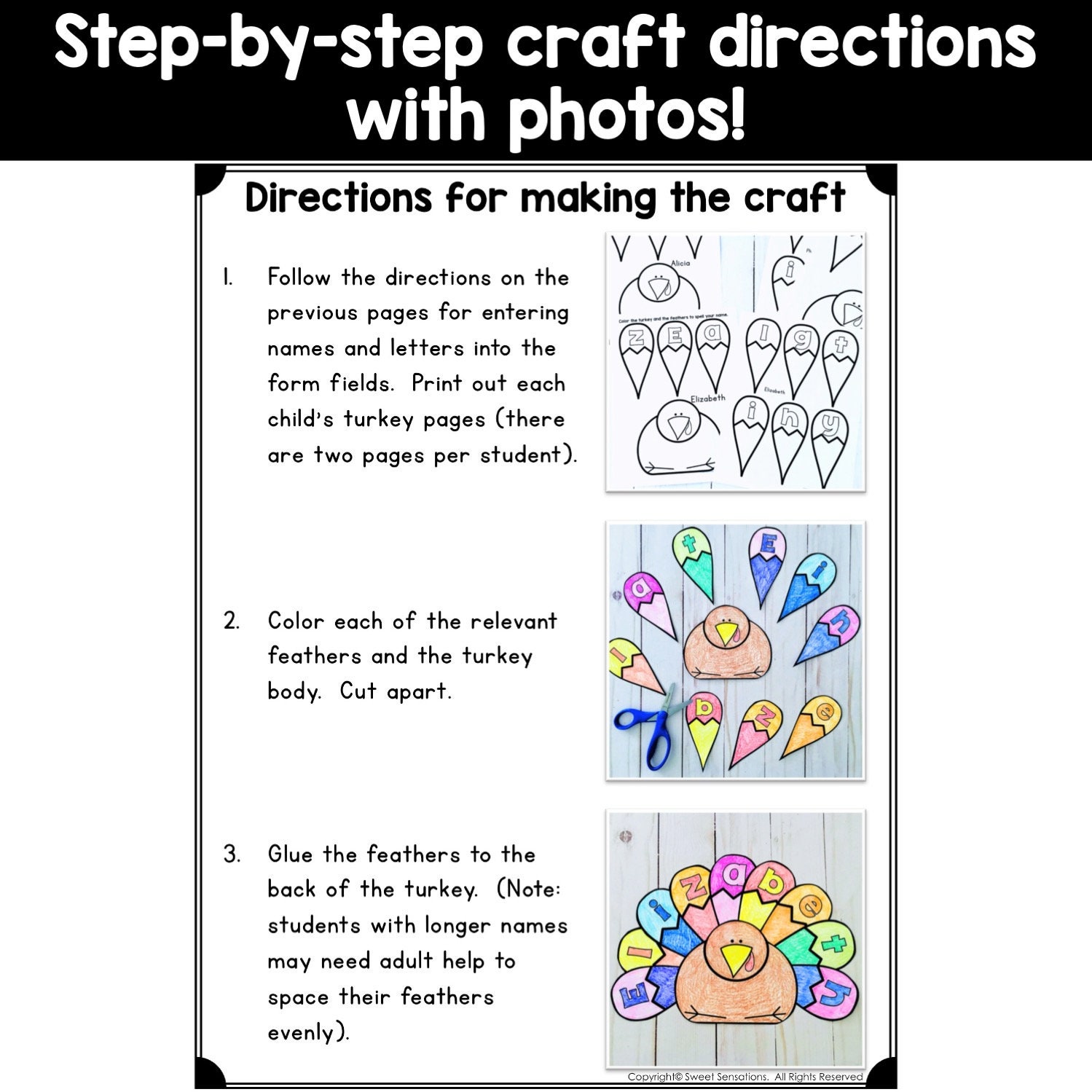 Thanksgiving Turkey Name Craft for Kids Instant Download Editable PDF ...