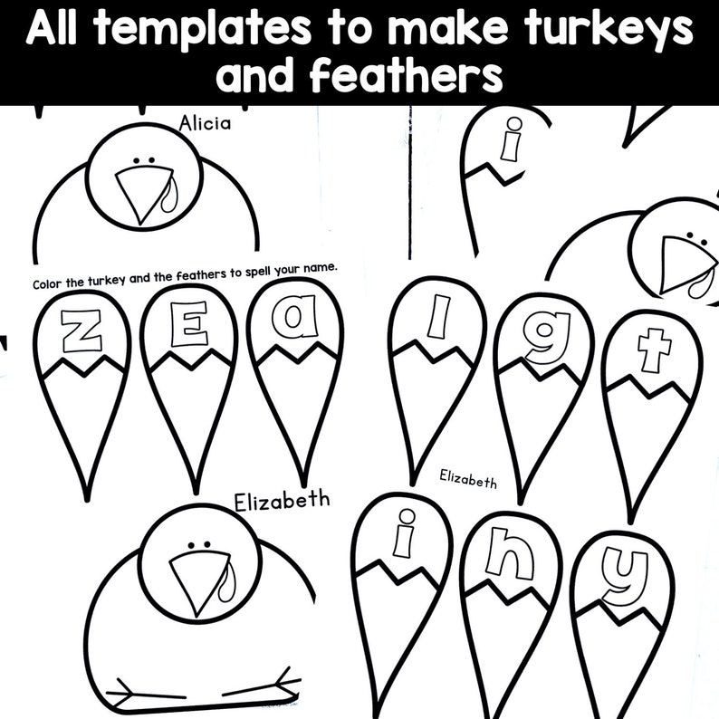 Editable Thanksgiving Turkey Craft Kit | Personalized Printable Name ...