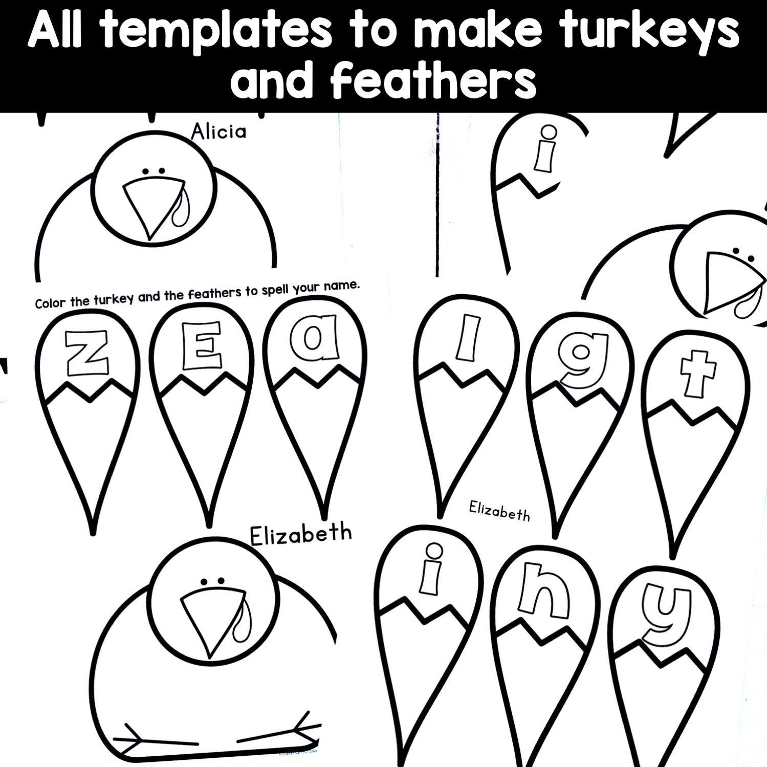 Thanksgiving Turkey Name Craft for Kids Instant Download Editable PDF ...
