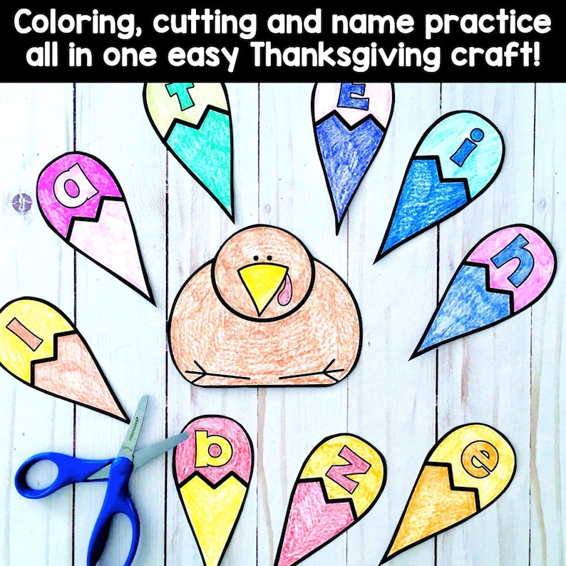 Thanksgiving Turkey Name Craft for Kids Instant Download Editable PDF ...