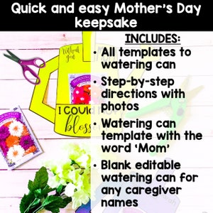 Mother’s Day Craft Mothers Day Card Flower Activities Watering Can Seed ...