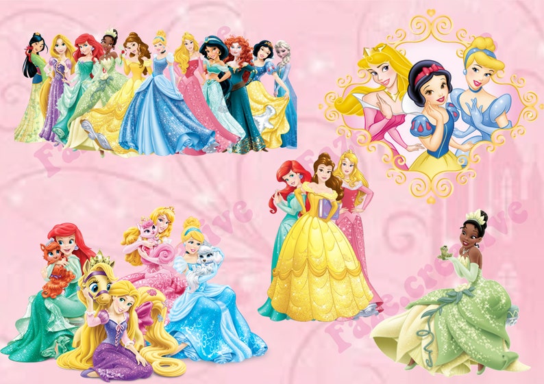 Princess PNG, Clip Art, Instant Download, Belle, Jasmine, Ariel ...