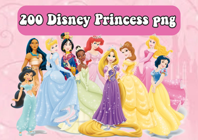 Princess PNG, Clip Art, Instant Download, Belle, Jasmine, Ariel ...