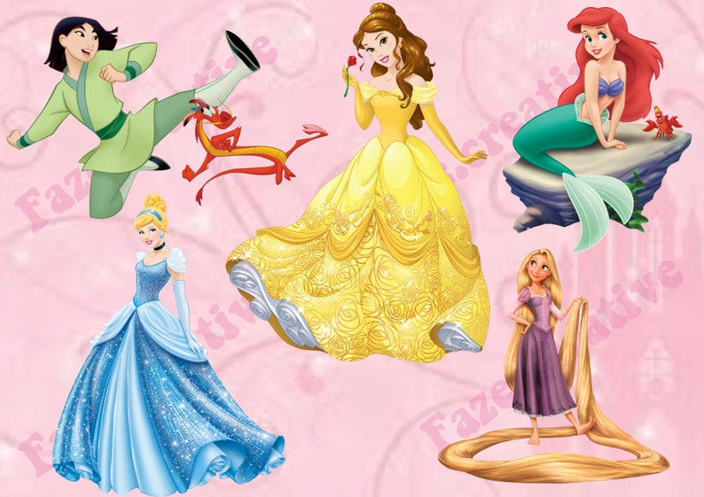 Princess PNG, Clip Art, Instant Download, Belle, Jasmine, Ariel ...