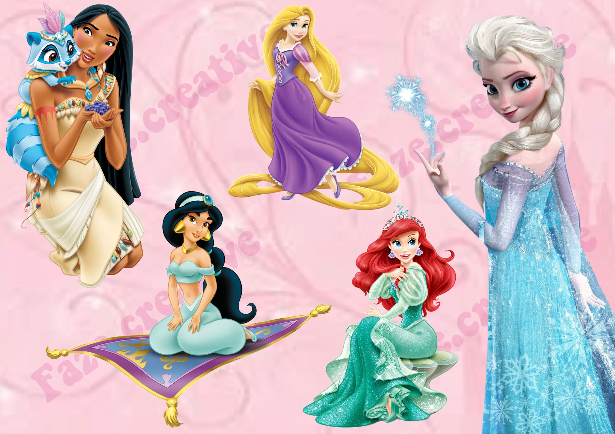 Princess PNG, Clip Art, Instant Download, Belle, Jasmine, Ariel ...