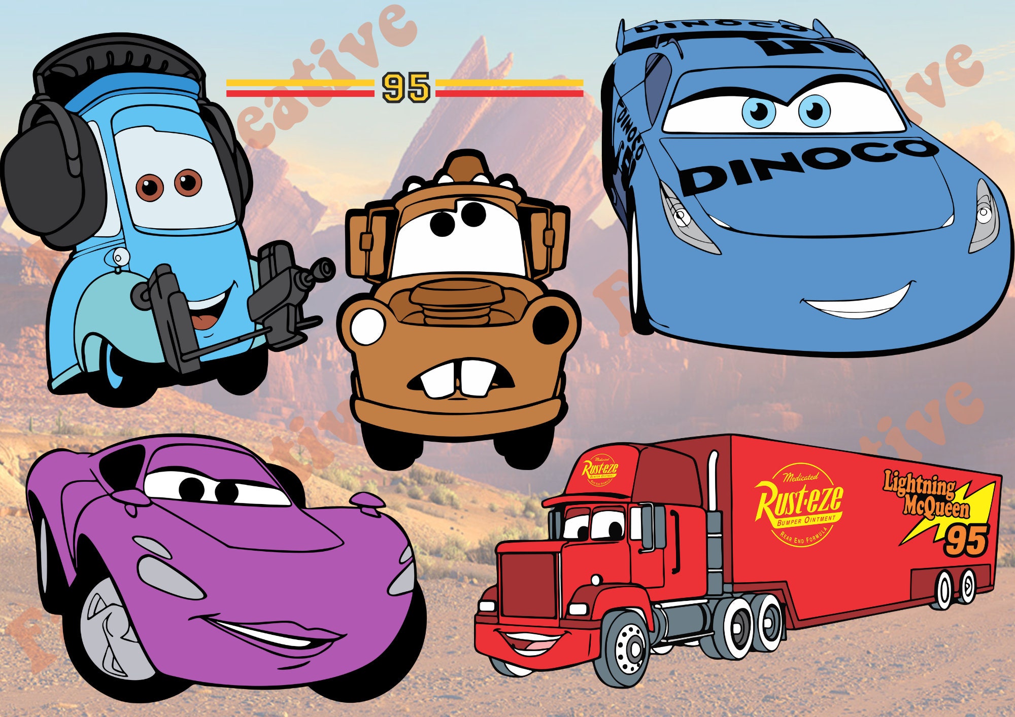 Disney Cars , Png, Svg, Instant Download, Lightning Mcqueen, Clip Art ...