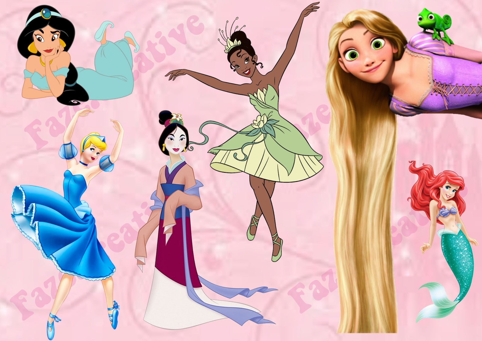 Princess PNG, Clip Art, Instant Download, Belle, Jasmine, Ariel ...