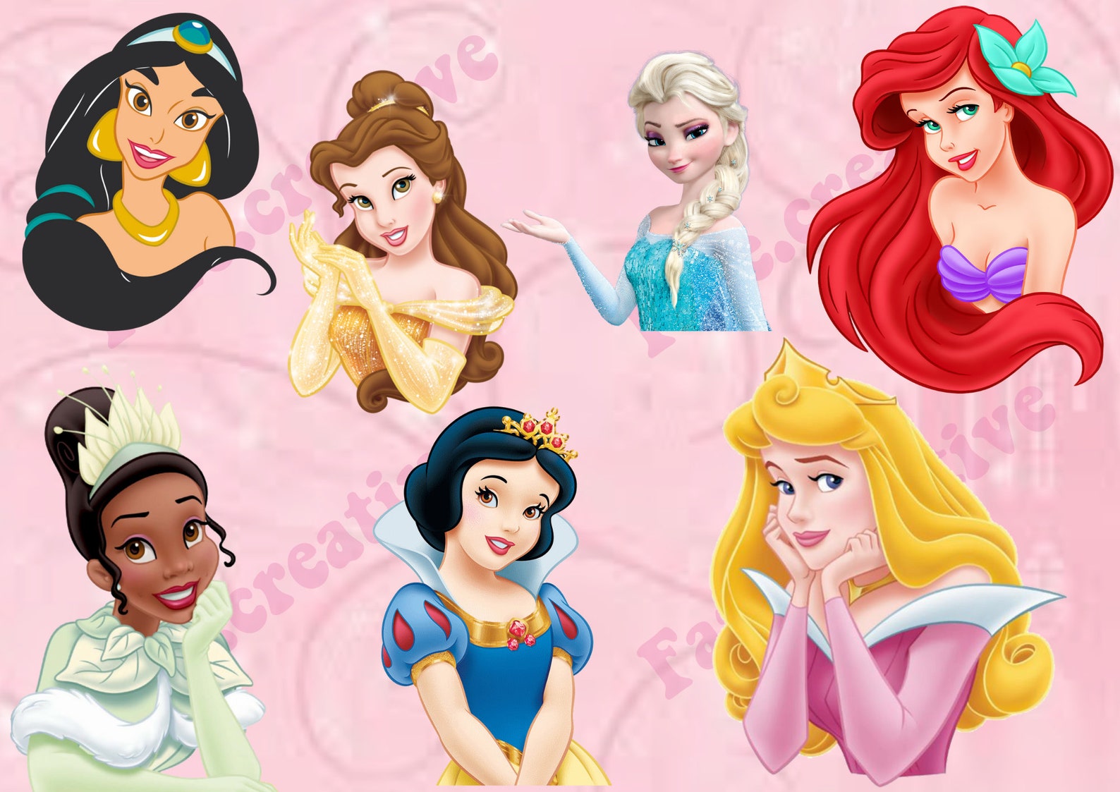 Princess PNG, Clip Art, Instant Download, Belle, Jasmine, Ariel ...