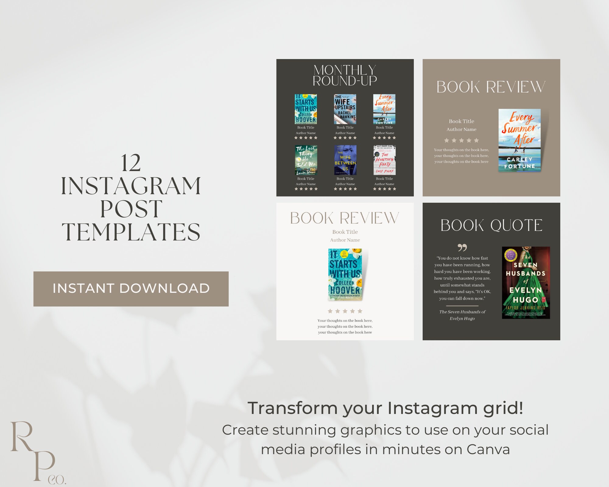 Minimalist Aesthetic Book Instagram Post Templates for - Etsy