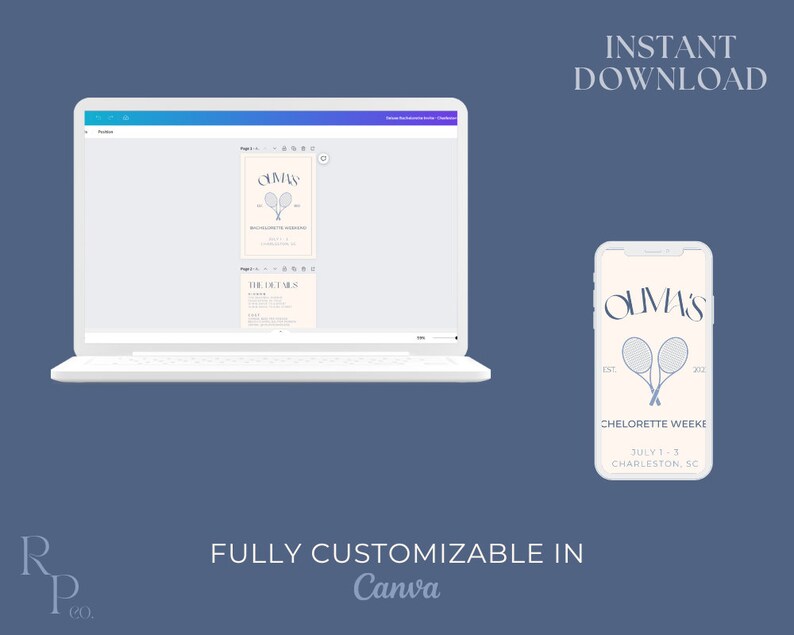 DELUXE Country Club Themed Bachelorette Party Invitation and Itinerary ...