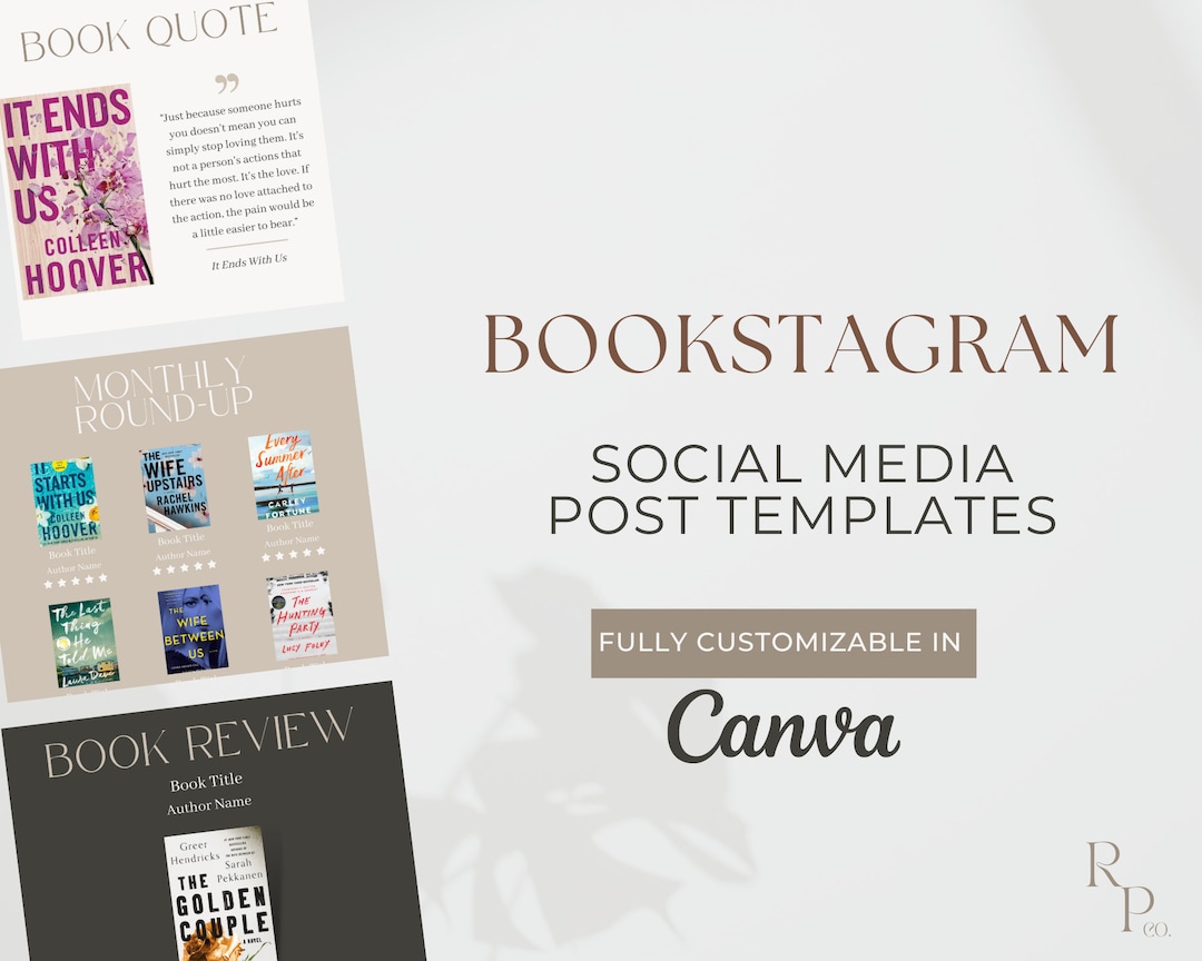 Minimalist Aesthetic Book Instagram Post Templates for Bookstagram ...
