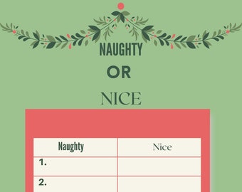Printable Naughty and Nice List - Etsy