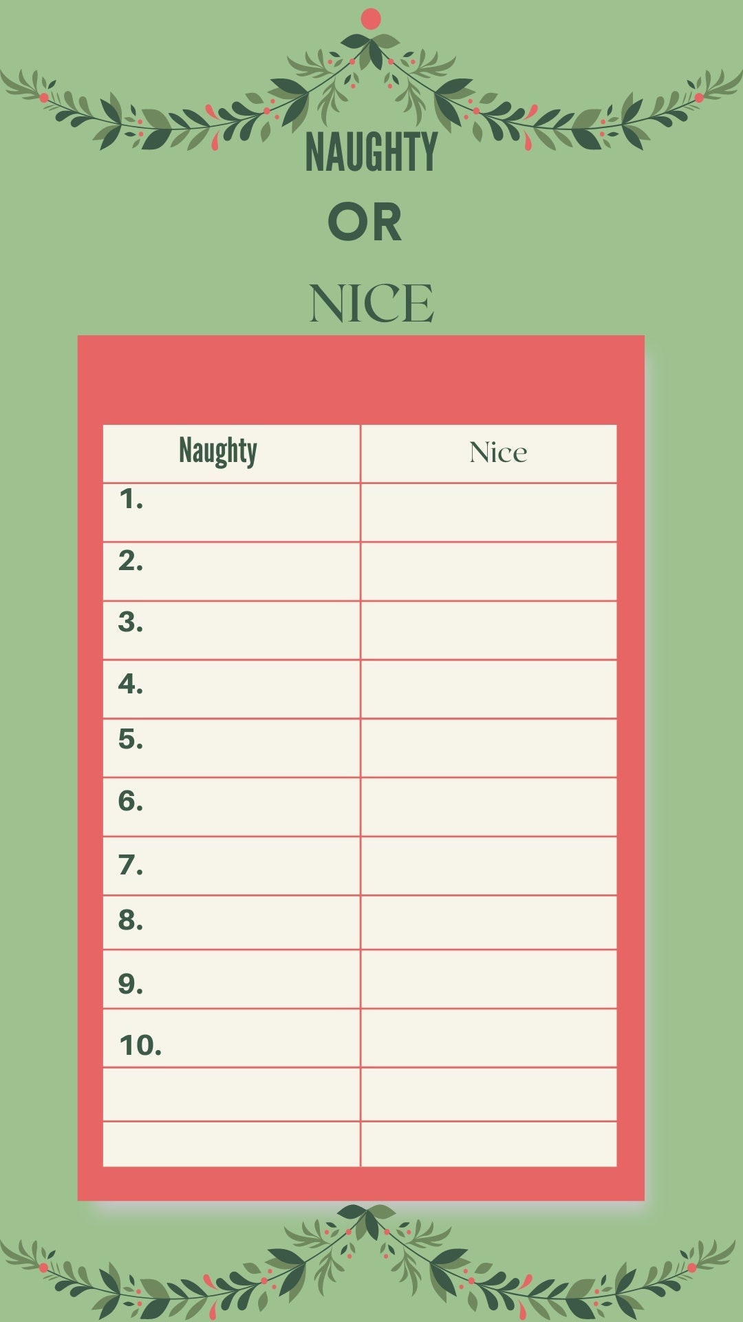 DIGITAL Naughty or Nice List - Etsy