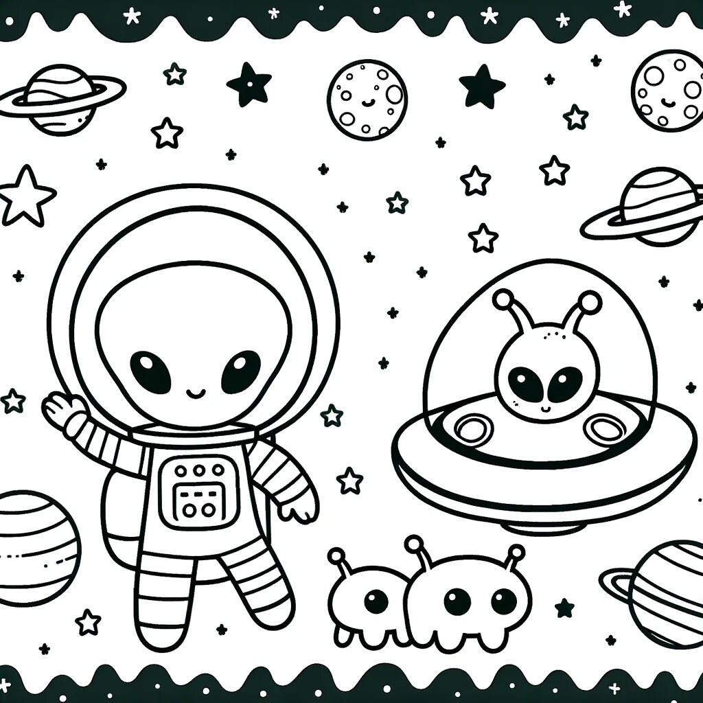 Kids Coloring Book Pages 6 Pack Aliens and the Universe - Etsy