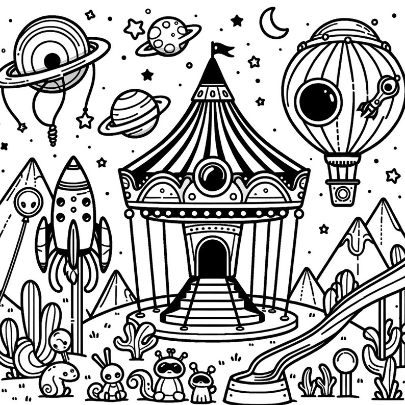 Kids Coloring Book Pages 6 Pack Aliens and the Universe - Etsy