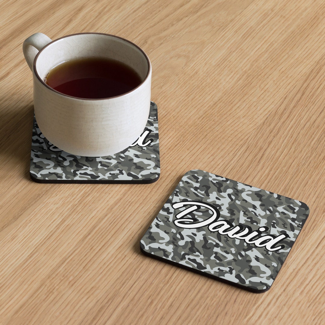 Personalized Army Camouflage Coaster Set, Custom Name Military Inspired ...