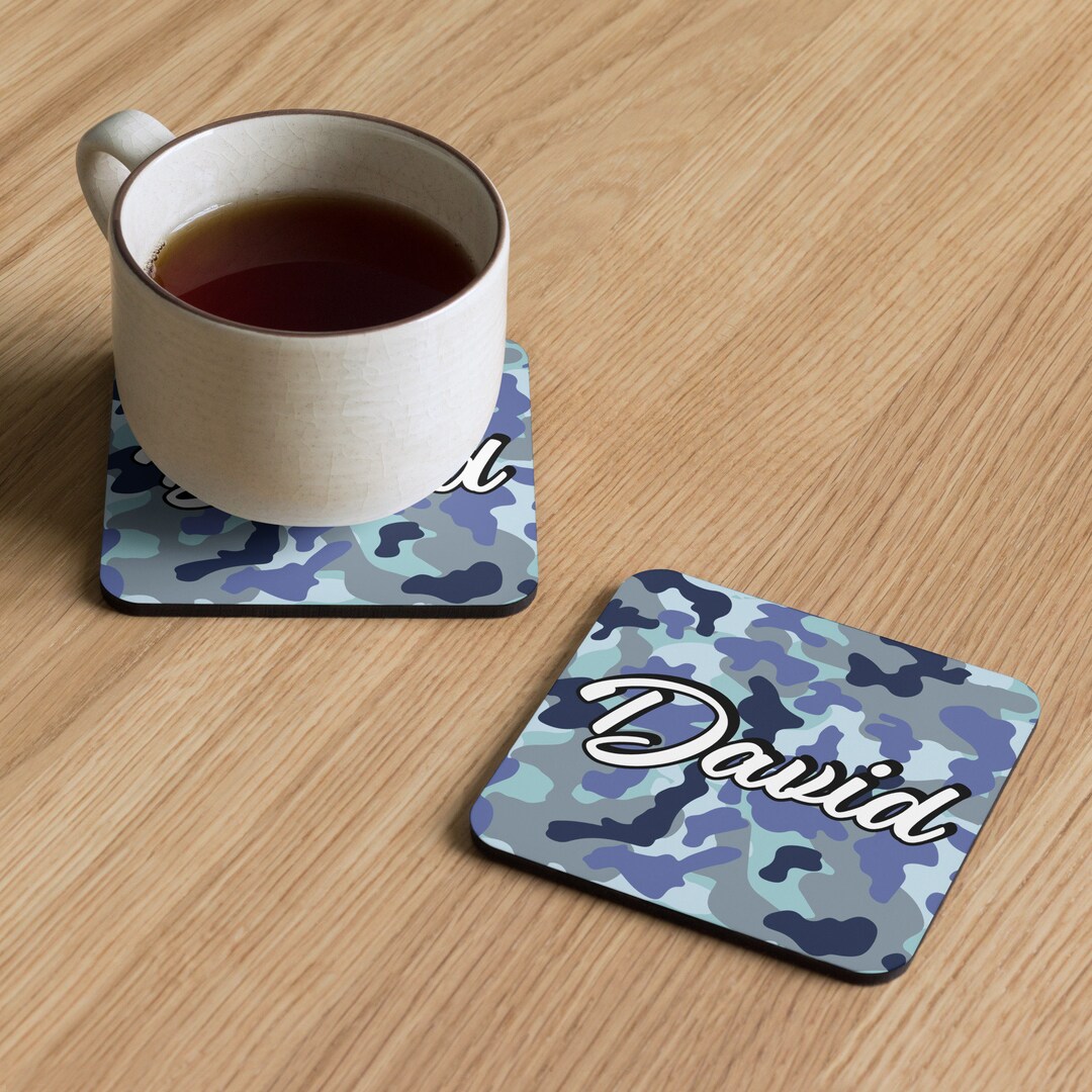 Personalized Army Camouflage Coaster Set, Custom Name Military Inspired ...