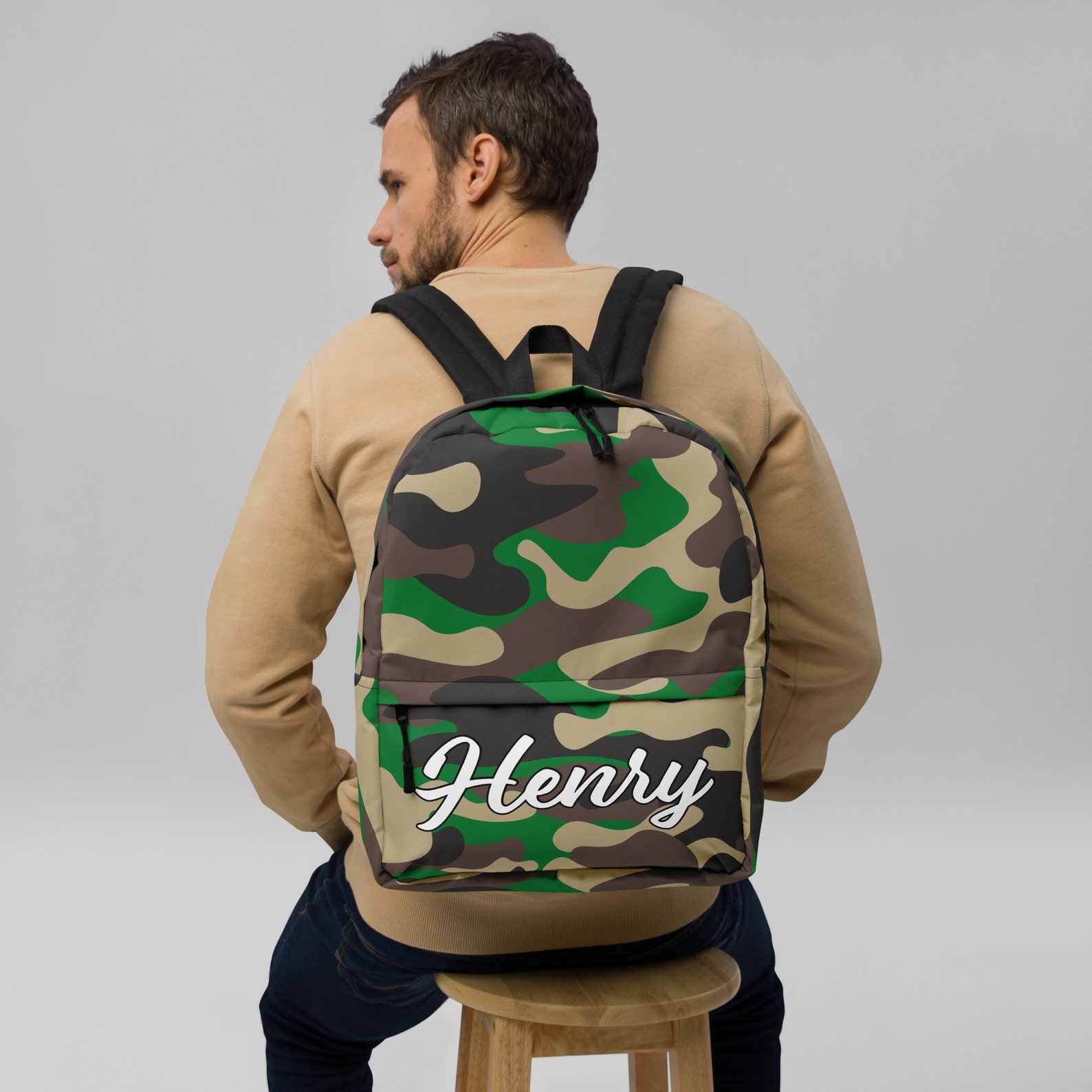 Custom Name Military Themed Backpack, Personalized Army Camo Backpack ...