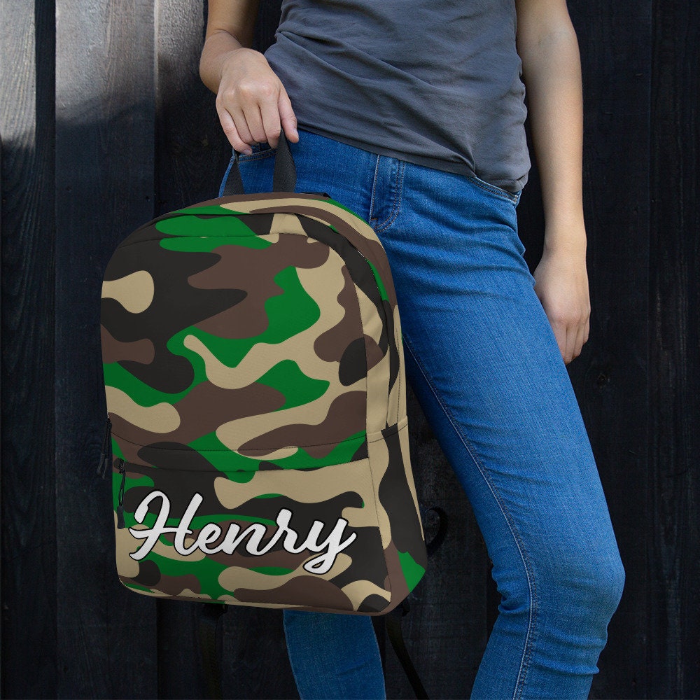 Custom Name Military Themed Backpack, Personalized Army Camo Backpack ...
