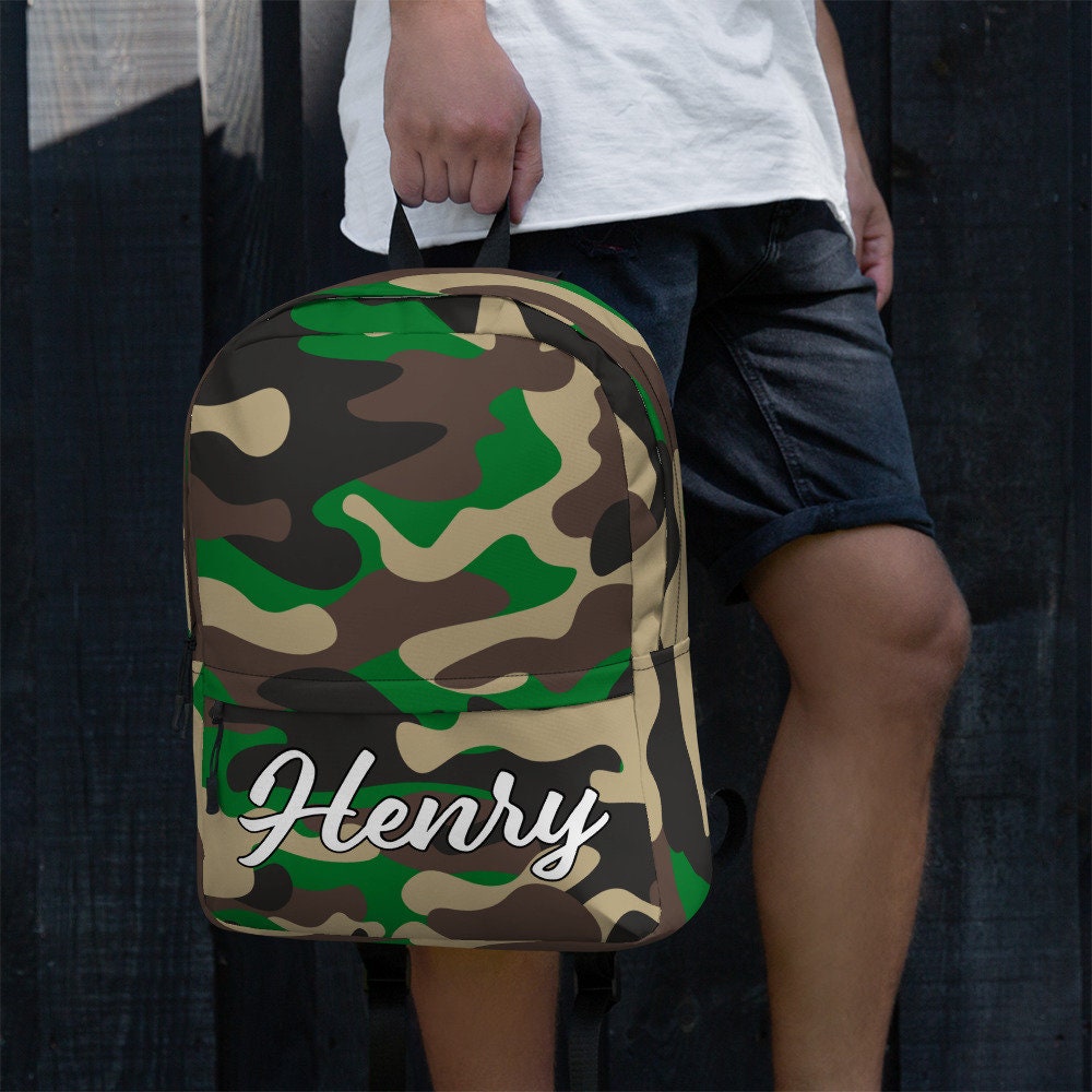 Custom Name Military Themed Backpack, Personalized Army Camo Backpack ...