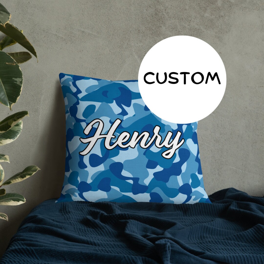 Personalized Army Camouflage Premium Pillow, Custom Name Military Throw ...