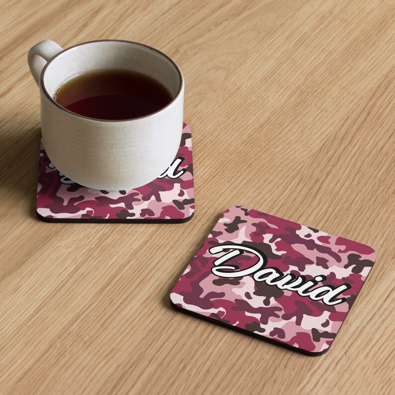 Personalized Army Camouflage Coaster Set, Custom Name Military Inspired ...