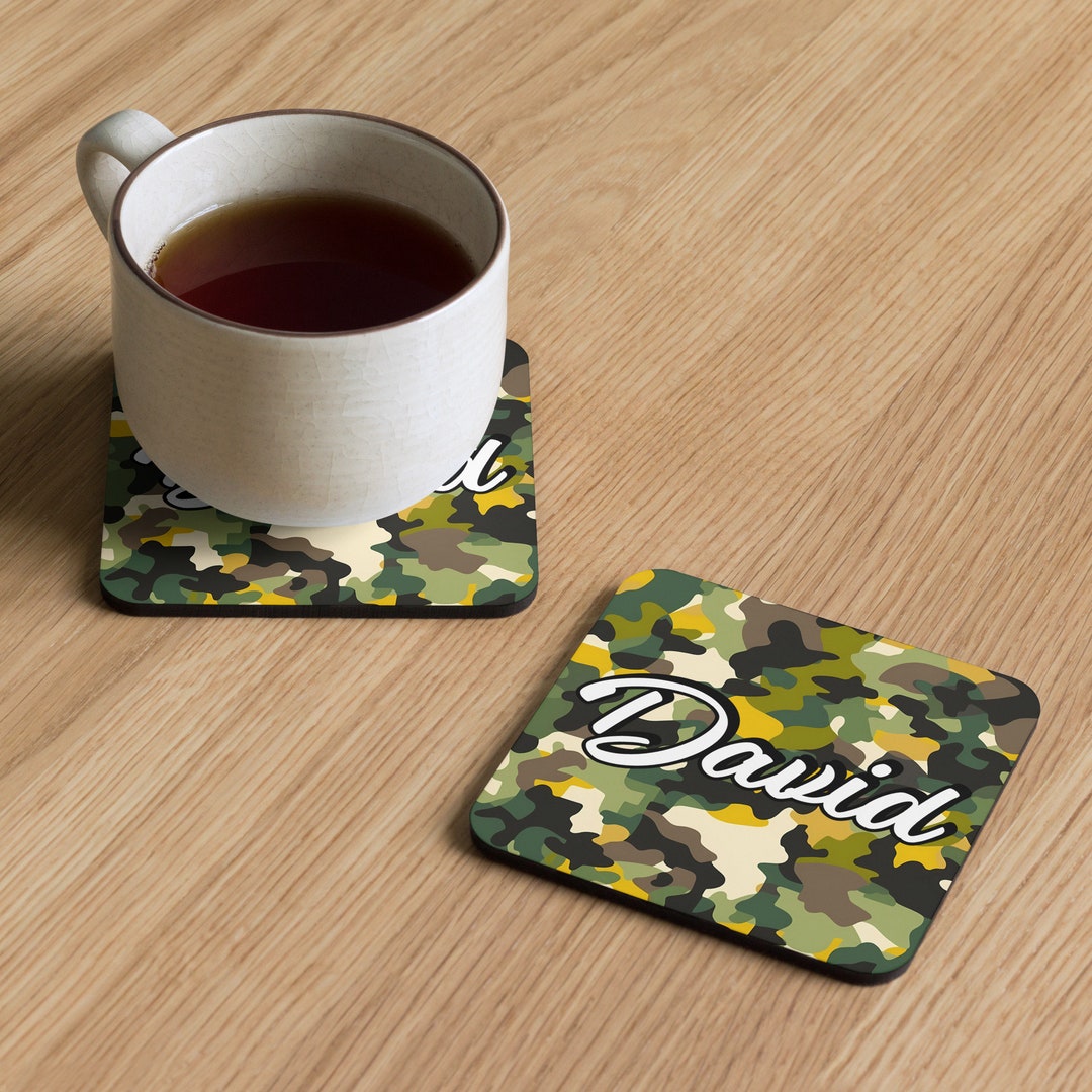 Personalized Army Camouflage Coaster Set, Custom Name Military Inspired ...