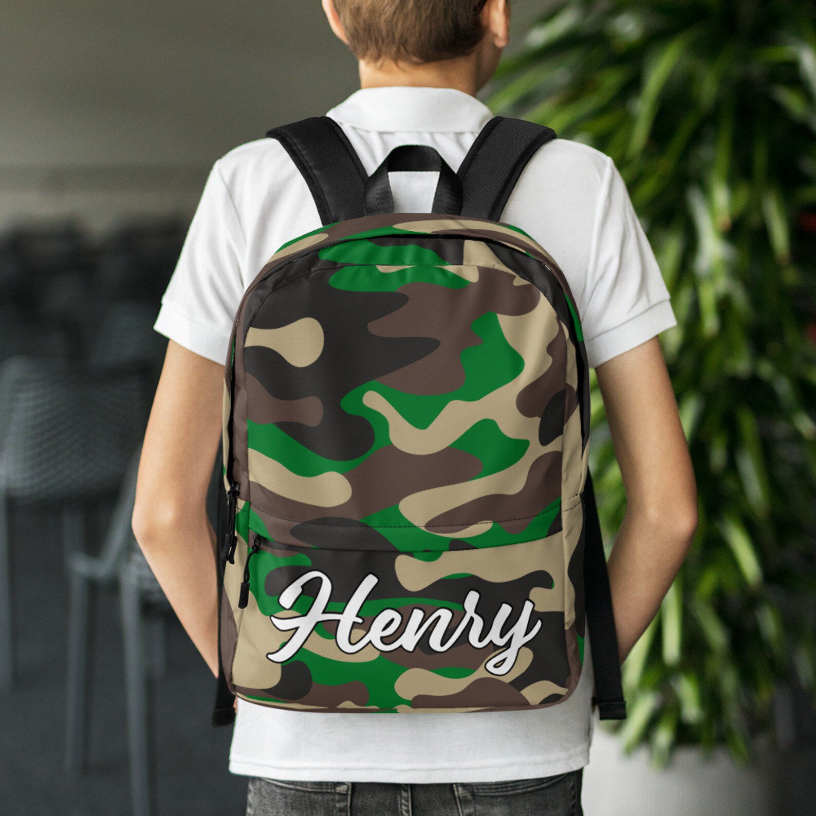 Custom Name Military Themed Backpack, Personalized Army Camo Backpack ...
