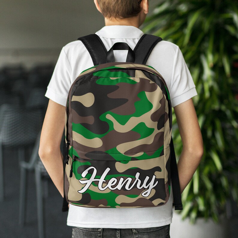 Custom Name Military Themed Backpack, Personalized Army Camo Backpack ...