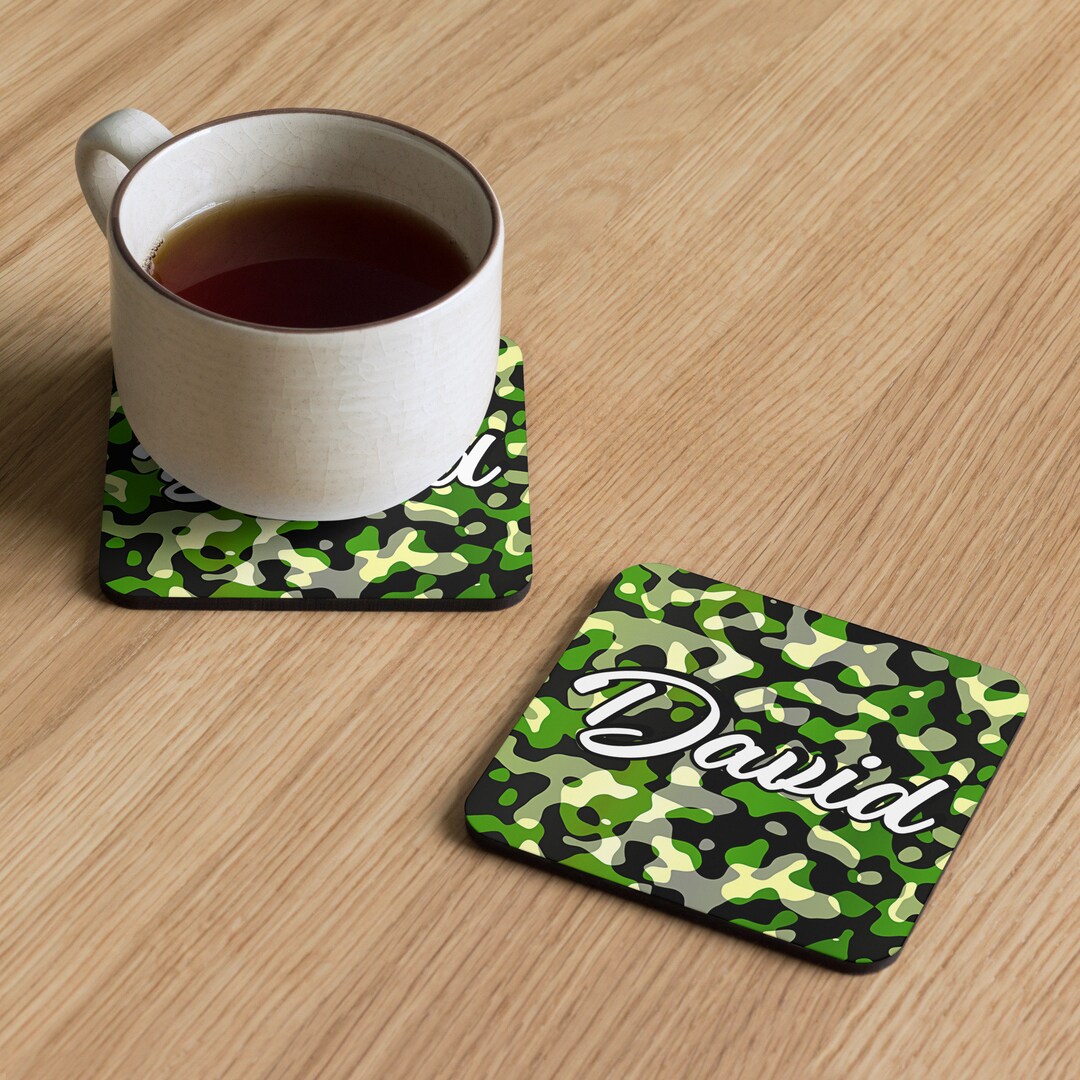 Personalized Army Camouflage Coaster Set, Custom Name Military Inspired ...