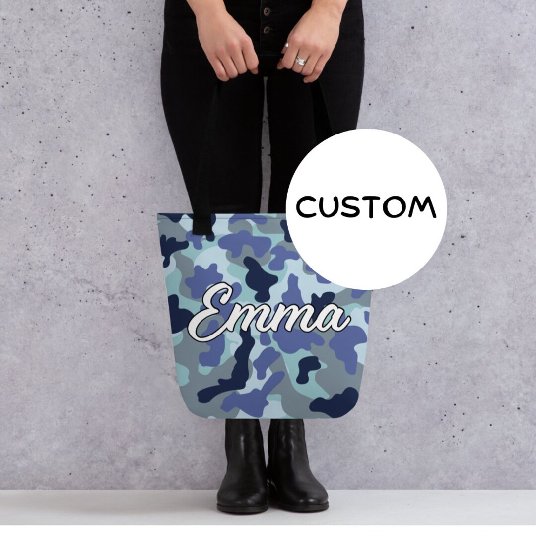 Personalized Army Camouflage Tote Bag, Custom Name Military Tote Bag ...