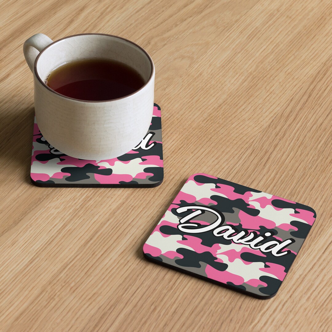 Personalized Army Camouflage Coaster Set, Custom Name Military Inspired ...