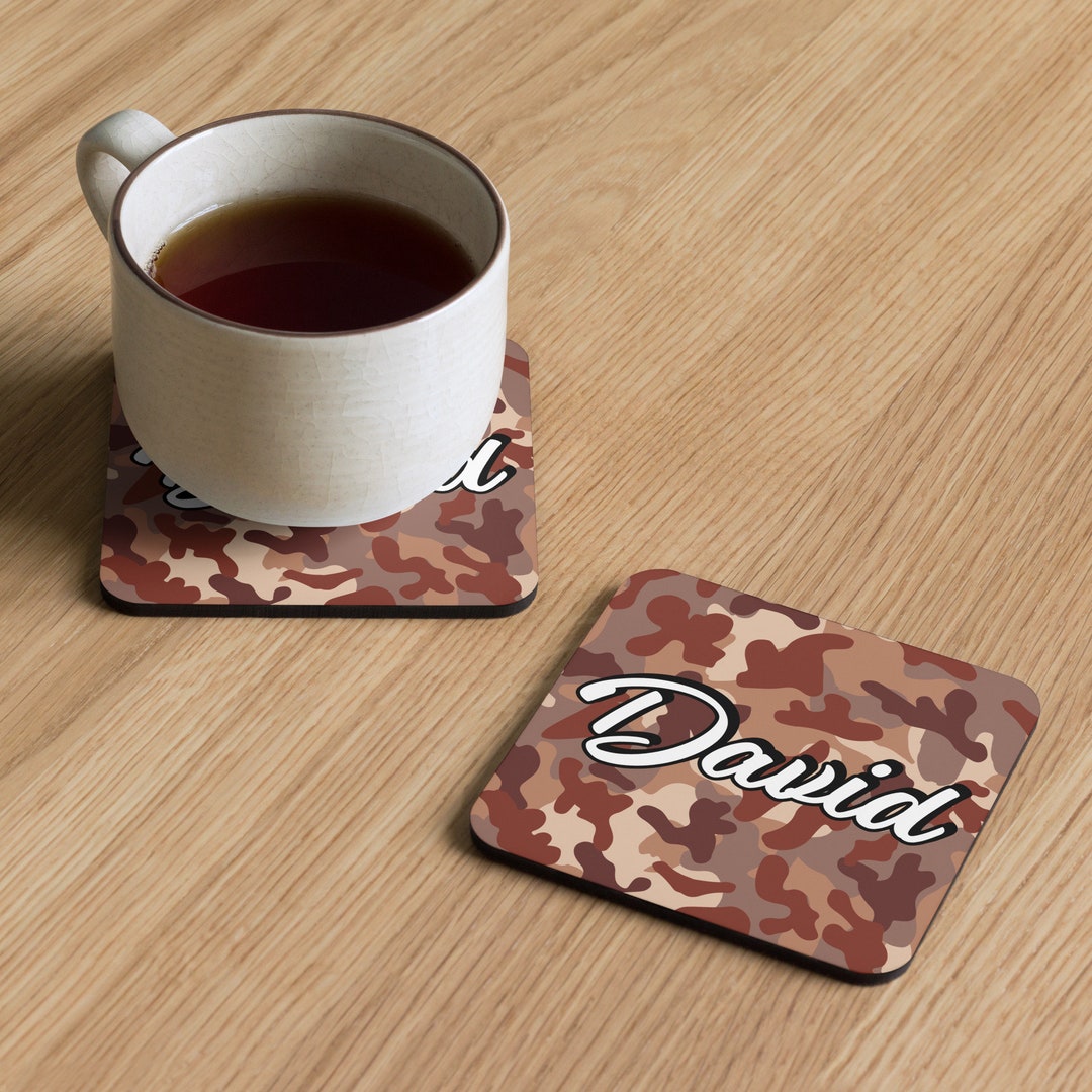 Personalized Army Camouflage Coaster Set, Custom Name Military Inspired ...