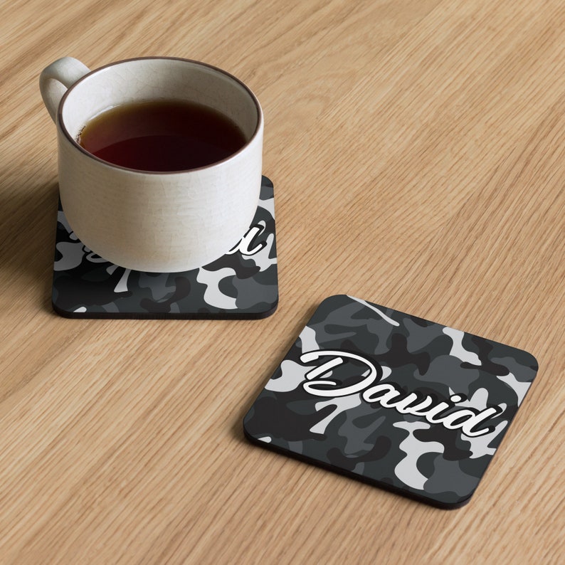 Personalized Army Camouflage Coaster Set, Custom Name Military Inspired ...