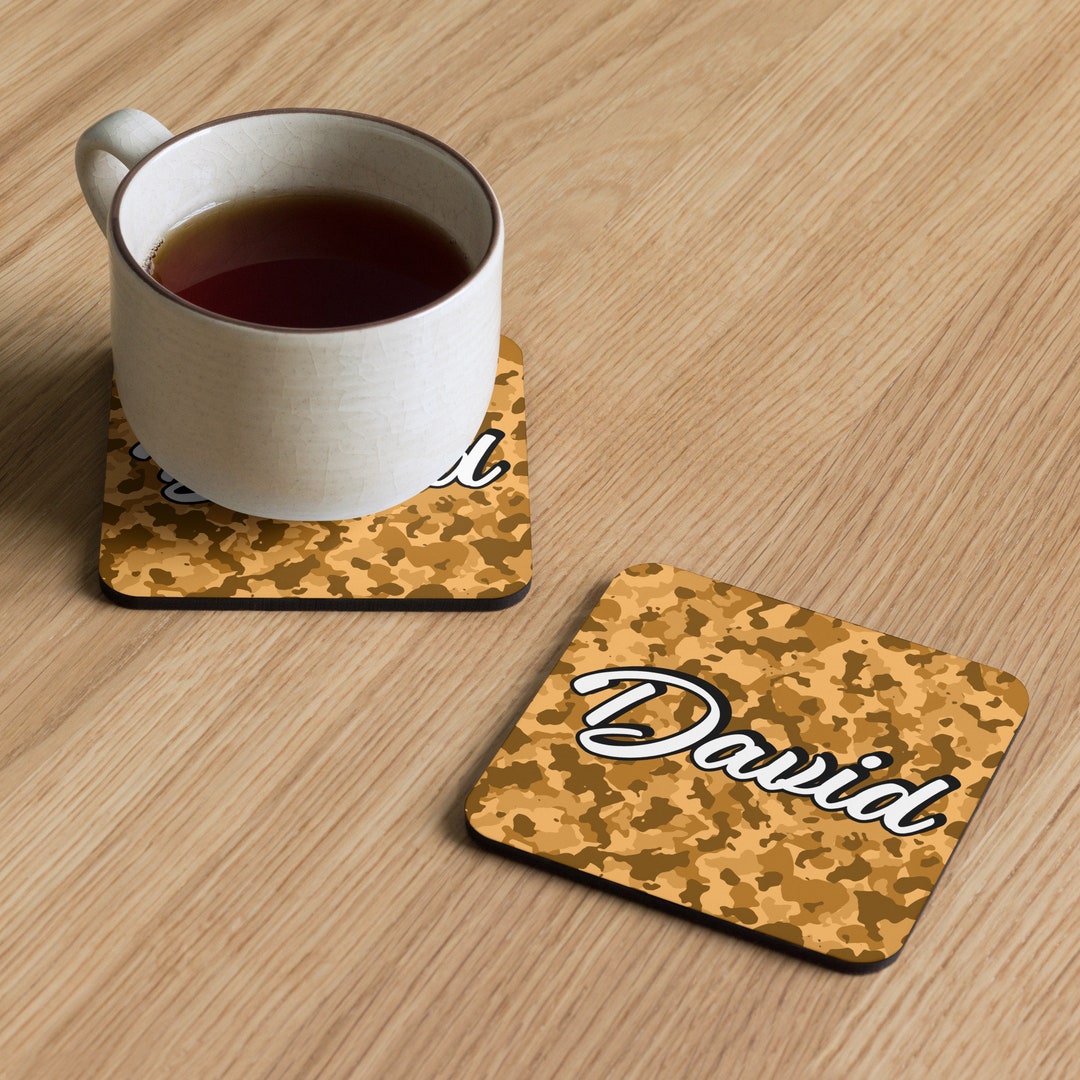Personalized Army Camouflage Coaster Set, Custom Name Military Inspired ...