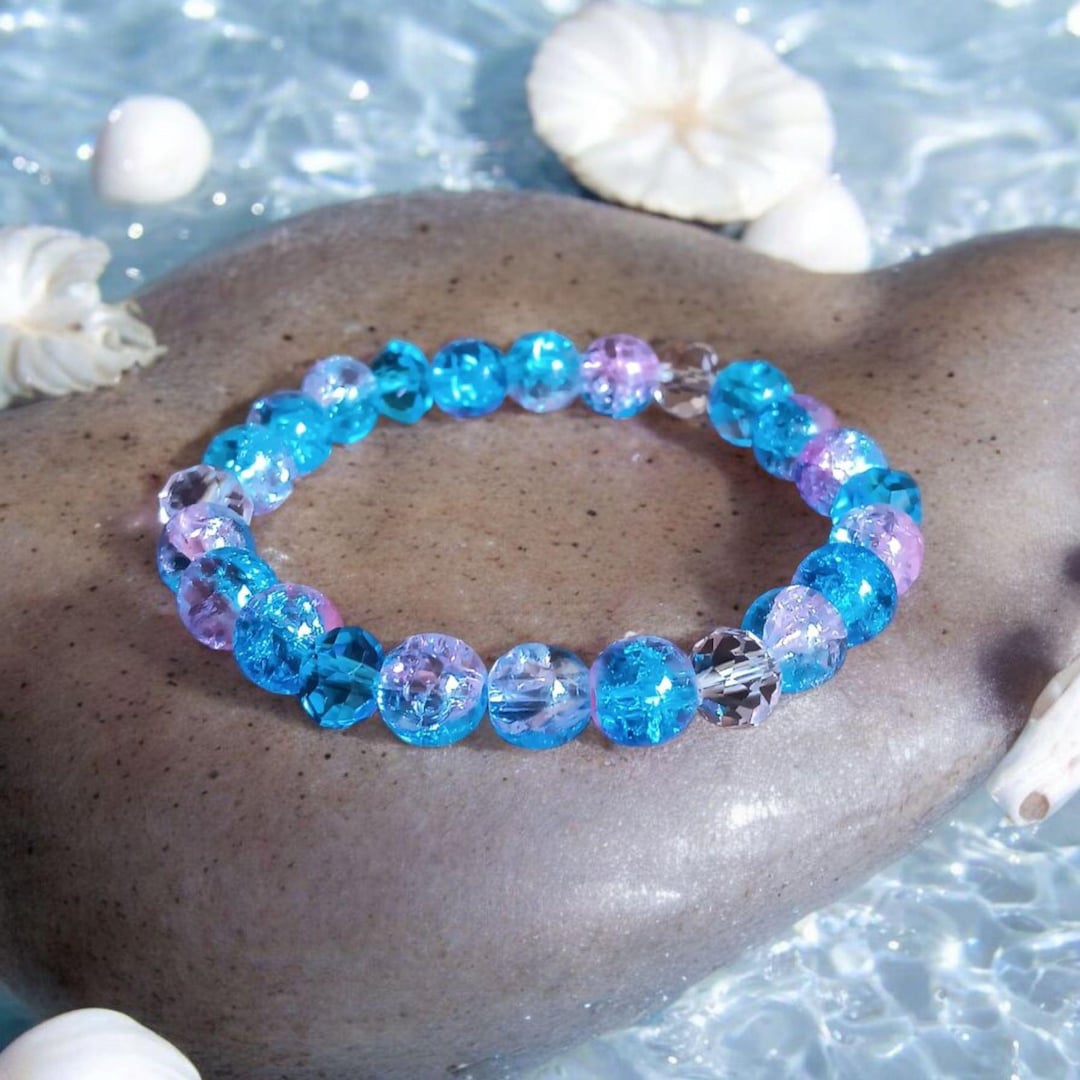 Mermaid Bracelet: Shimmering 8mm Glass Bead Ocean Accessory - Etsy