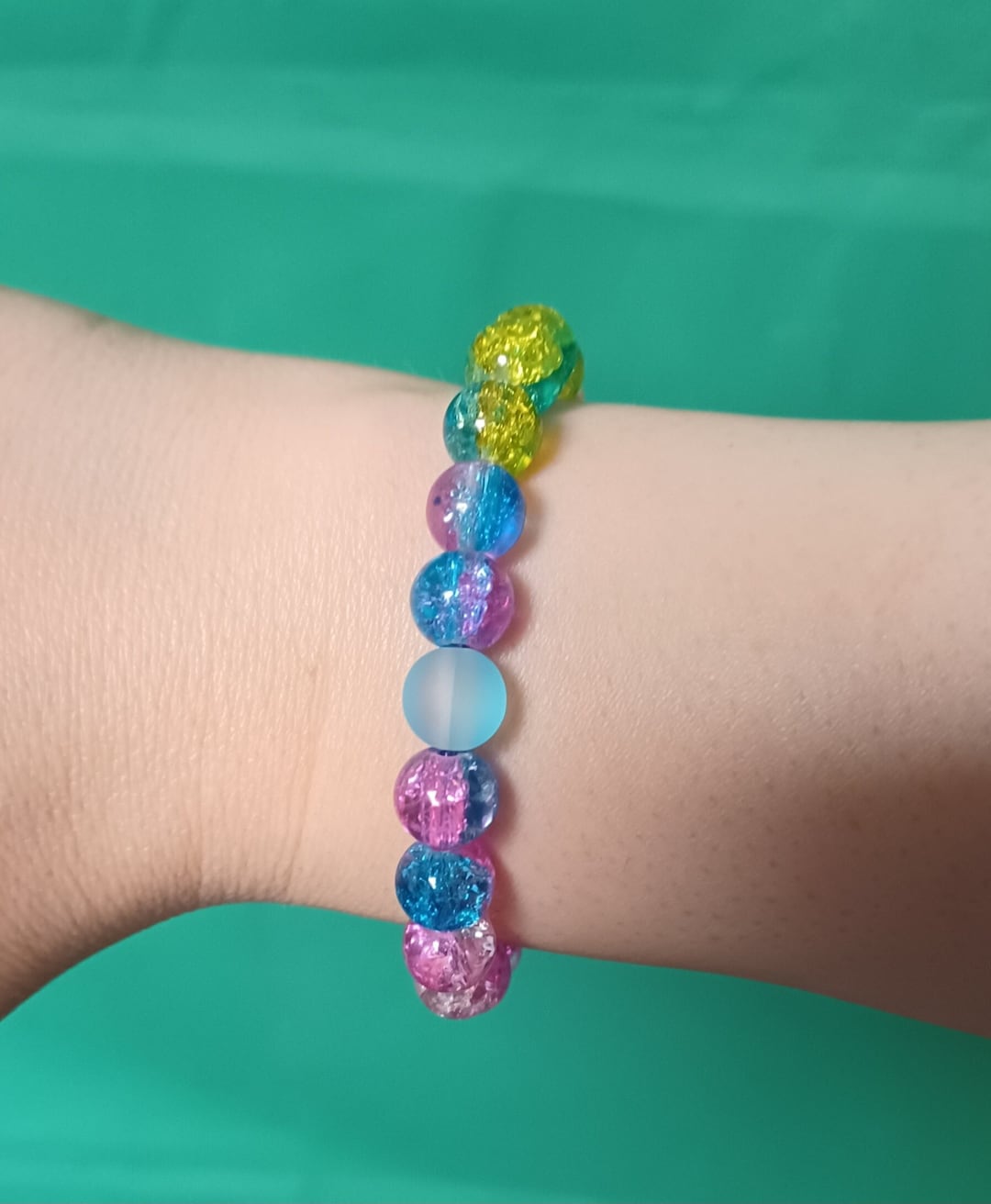 Rainbow 8mm Glass Bead Bracelet Stretchy Elastic Bracelet Graceful Bracelet Dainty Bracelet