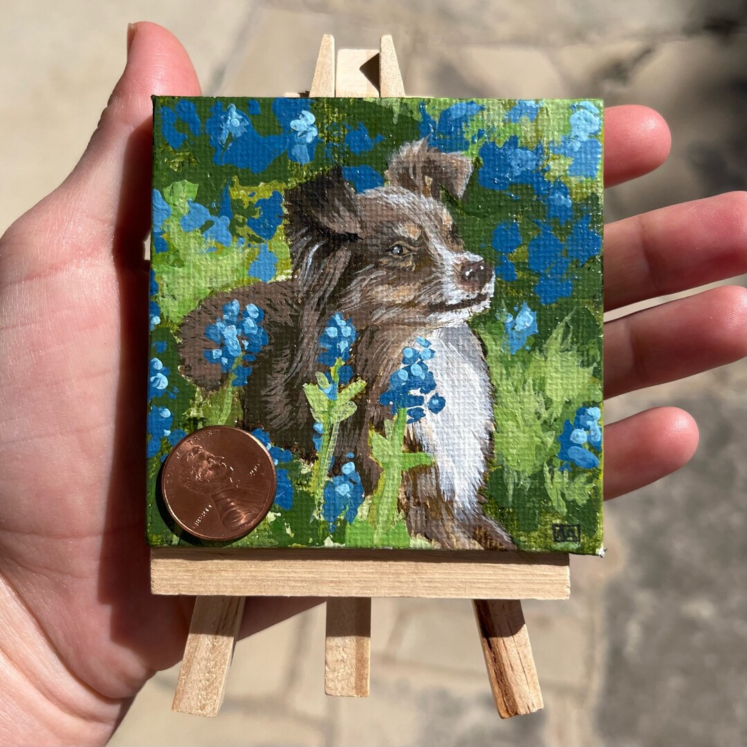 Custom Mini Pet Portrait With Easel 3x3 Inch Acrylic Painting - Etsy