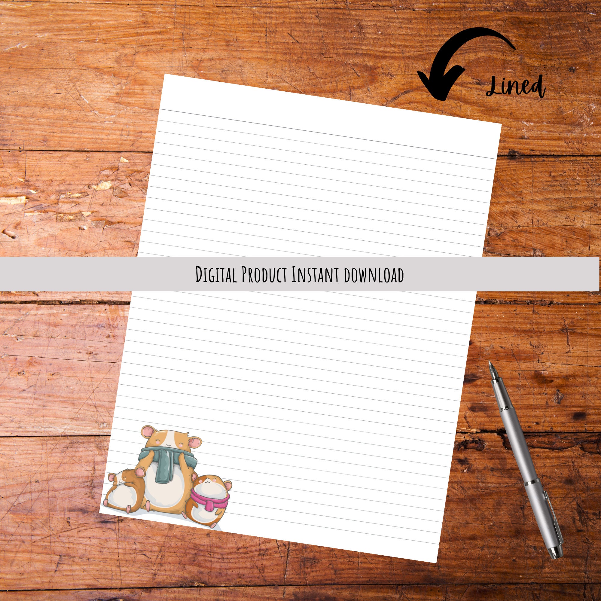 Guinea Pig Family Stationery Set/guinea Pig Writing Paper/animal ...