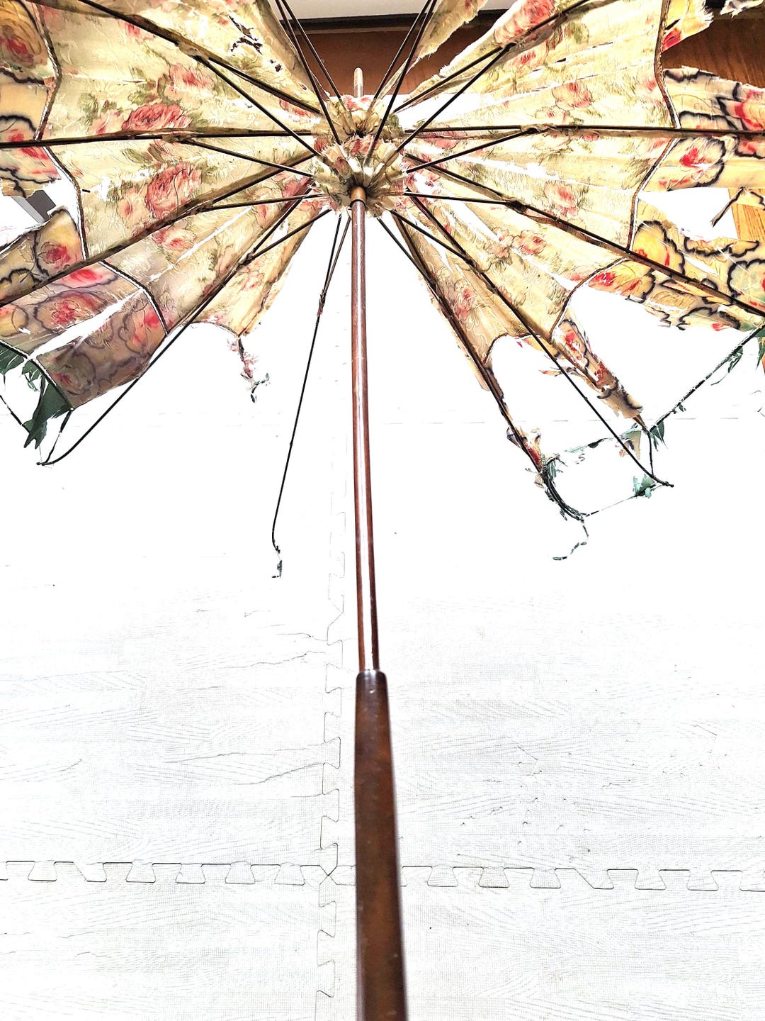 WWII Umbrella, Antique Umbrella, Antique Handle, 36" Handle, Wood ...