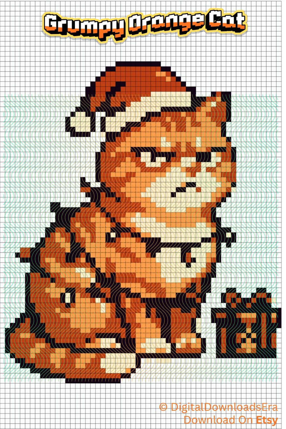 Grumpy Orange Cat Pixel Art Pattern – Christmas Crochet, Knitting ...