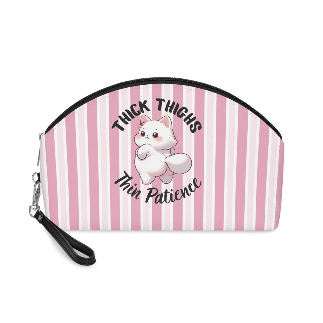 Thick Thighs Thin Patience Pink Stripe Cat Travel Makeup Bag - Etsy
