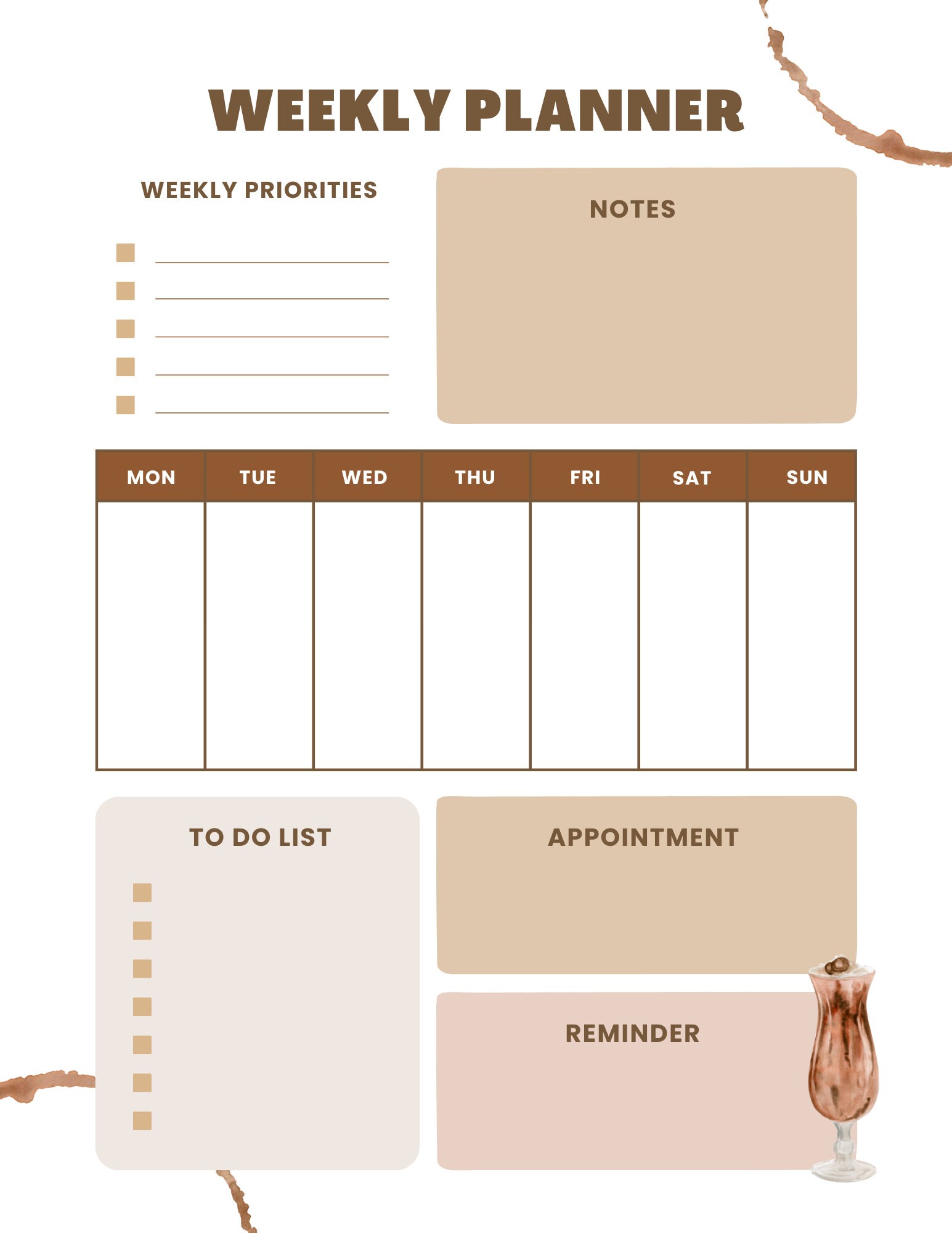 8.5 X 11 | Tracking Favorite Coffees | Daily, Weekly & Monthly Planner ...