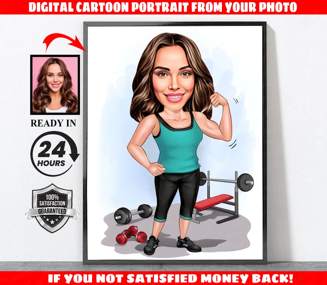 Gym Gifts for Her Women, Cartoon Weightlifter Poster, Fitness Lover for ...