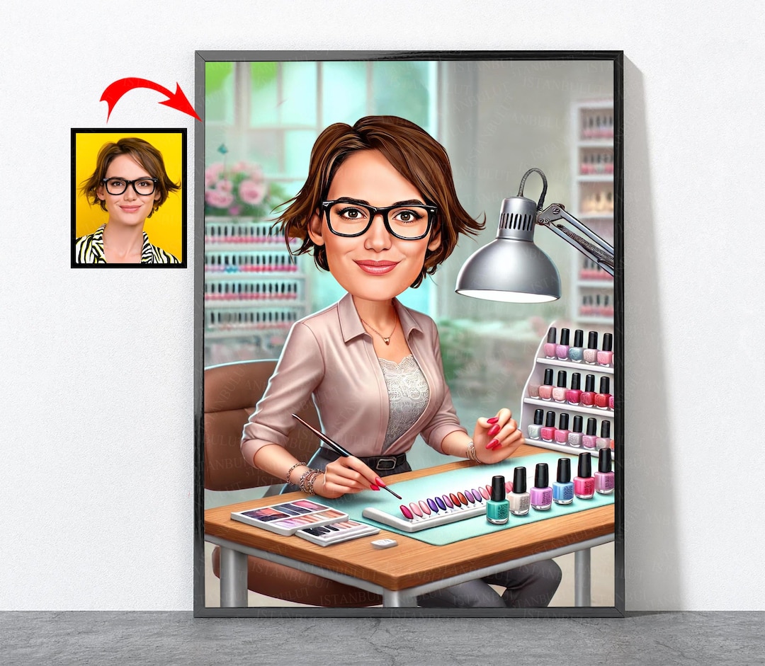 Cartoon Nail Tech Portrait, Personalized Nail Artist Portrait From Your ...