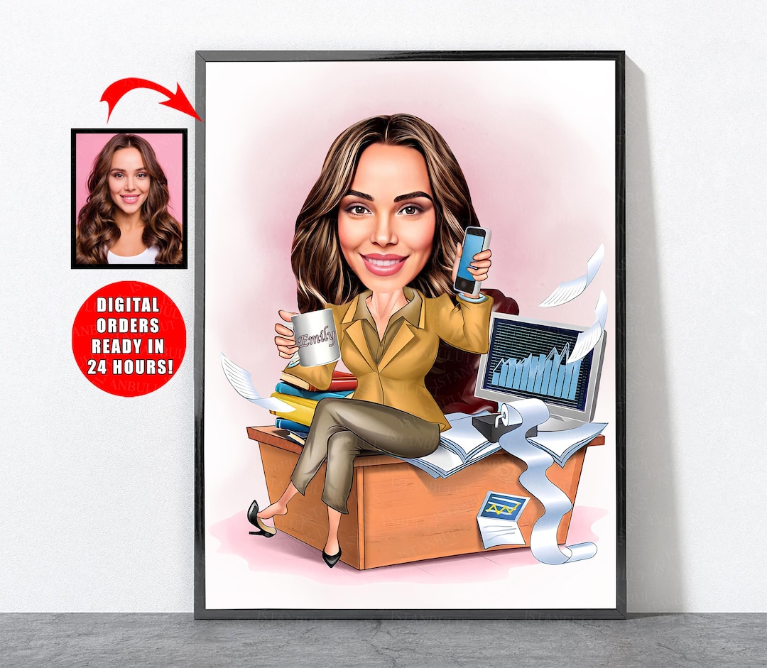 Cartoon Lady Boss Portrait, Bosses Day, Bosses Day Gift for Women, Boss ...