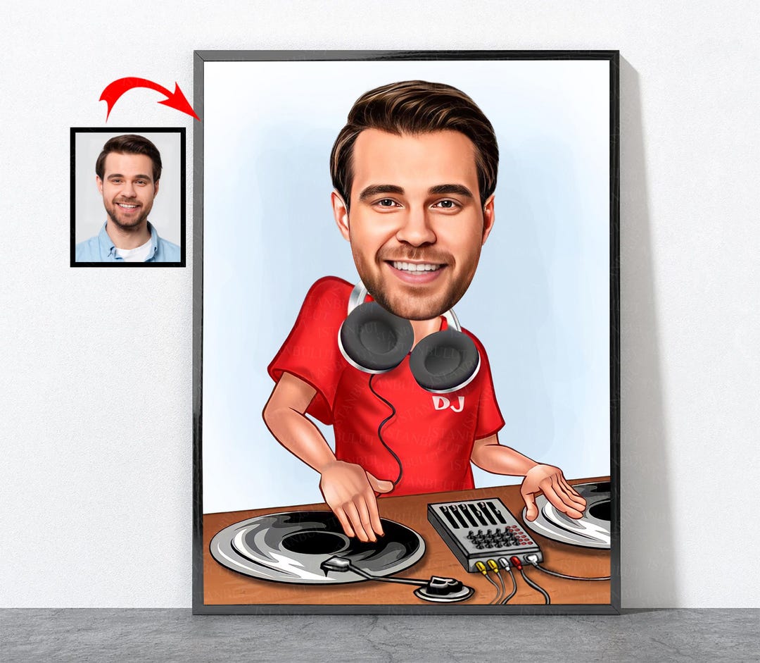 Cartoon DJ Portrait, Dj Gift, Gift for Dj, Personalized Dj Birthday ...