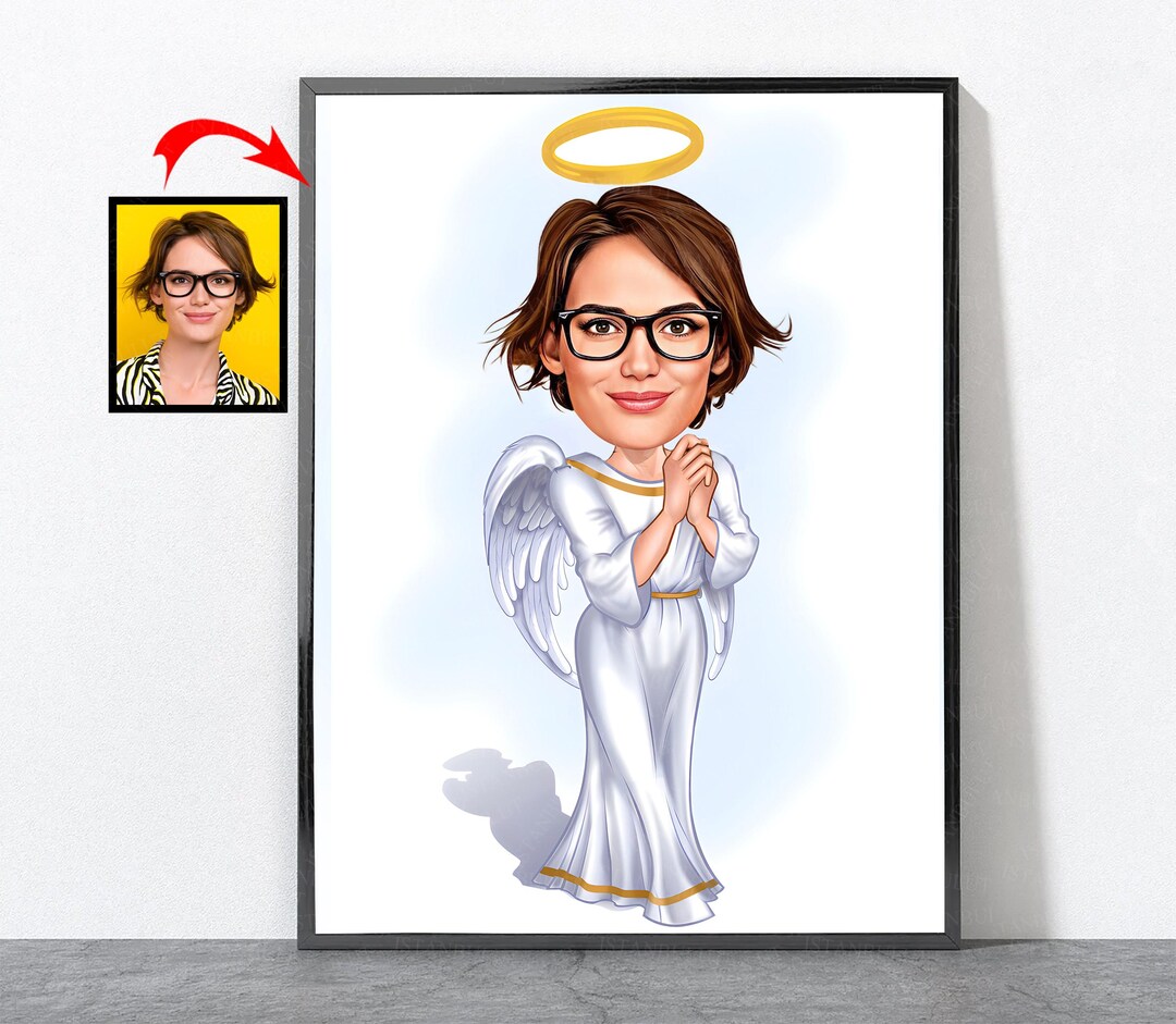 Cartoon Angel Portrait, Personalized Angel Portrait From Your Photo ...