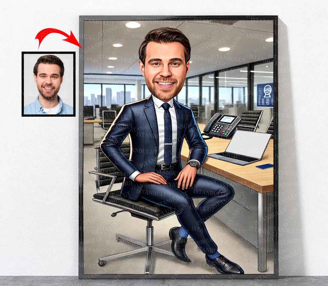 Cartoon Banker Portrait, Personalized Banker Gift for Birthday ...